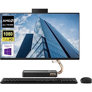 Lenovo Ideacentre A540 23.8" FHD All-in-One Desktop, AMD Ryzen 5 Pro 4650GE, 16GB RAM 512GB PCIe SSD, Webcam, HDMI, Wireless Keyboard & Mouse, Windows 10 Pro, Black