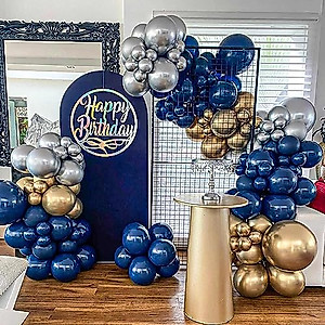 KALOR Navy Blue Balloons Garland Arch Kit 110Pcs - Different Sizes 18/12/10/5 Inch Party Balloons for Birthday Baby Shower Wedding Graduation Party Decorations