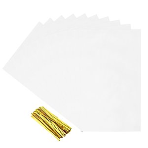 uxcell 100 Pcs Clear Cello Bags, Clear Flat Plastic Cello Treat Bags with Gold Twist Ties Gift Bags Cookies Bags for Christmas Snacks Candy Cookie Gifts