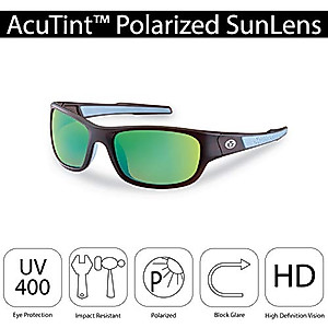 Flying Fisherman Last Cast Wrap Around Polarized Sunglasses, Brown Frames/Amber-Green Mirror Lenses, Large