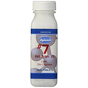 Cystic Acne and Acne Scar Treatment, Cold Medicine, Natural Relief of Discharge Related Symptoms, Hyland's #7 Kali Sulphate 6X, 1000 Count