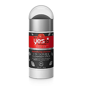 Yes To Tomatoes Clear Skin Detoxifying Charcoal 2 in 1 Face Scrub and Facial Cleanser Stick For Blemish Prone Skin, 95% Natural Ingredients, 2.5 Oz