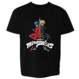 Pop Threads Miraculous Ladybug and Cat Noir Merch Eiffel Tower Baby Toddler Kids Girl Boy T-Shirt Black 6