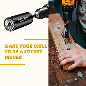 LLNDEI Universal Socket Tool Gift for Men, 11PCS Universal Socket Wrench Screwdriver Bit Set Quick Release Adapter, Self-adjusting Socket Standard 1/4"-3/4" Metric 7-19mm for DIY Home Improvement