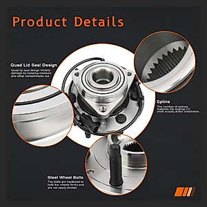 4WD Only Front Wheel Hubs and Bearing Assembly 4x4 AWD for Chevrolet 2002 03 04 05 06 Silverado/Suburban/Avalanche 1500 Tahoe GMC Sierra Savana Cadillac Escalade 6 Lugs w/ABS