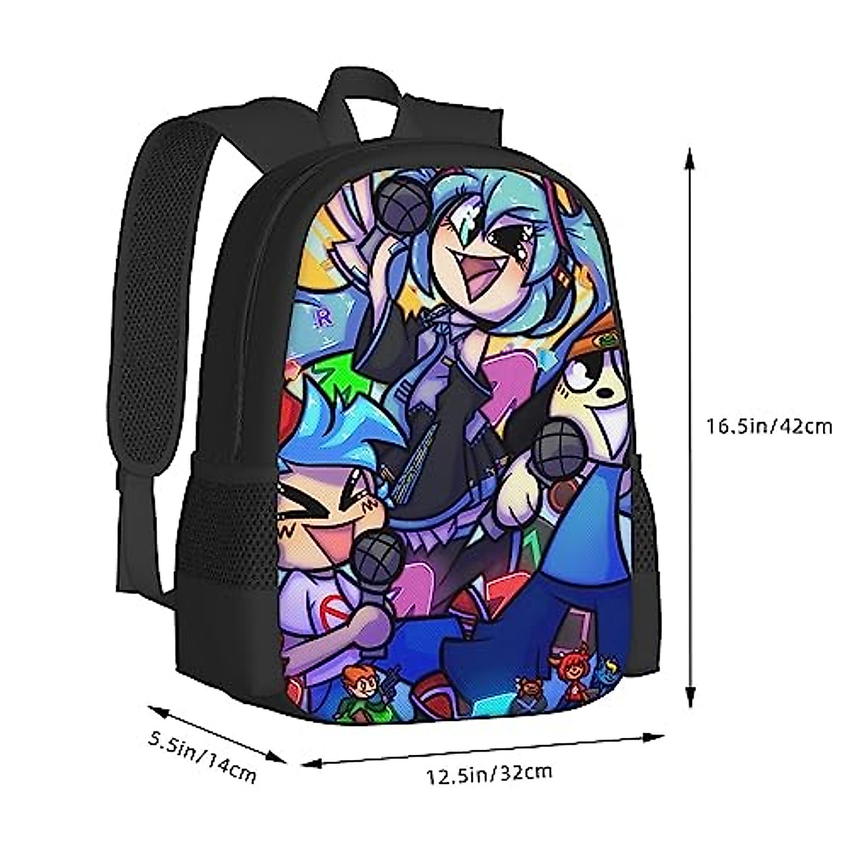 Fri-day Cartoon Night Fun-kins Backpack Cartoon Laptop Backpacks Lightweight Fashion Travel Daypack Large Capacity Multifunction Adjustable Straps Bags For Women Men
