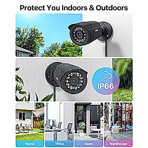 ZOSI 8CH 5MP 3K Lite Surveillance Wired Security Camera System with AI Human Vehicle Detection, 8 Channel H.265+ DVR and 4 x 1080p Bullet Camera Outdoor, 80ft Night Vision, IP66(No HDD Included)