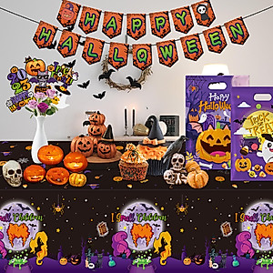 3 Pack Halloween Hocus Pocus Tablecloth, I Smell Children Halloween Table Cloth Witch Disposable Rectangular Platstic Table Covers for Halloween Party Decorations Table Decor Supplies, 108 x 54 Inch