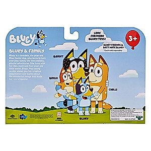 Bluey and Family 4 Pack of 2.5-3" Bluey, Bingo, Chilli, Bandit Poseable Figures