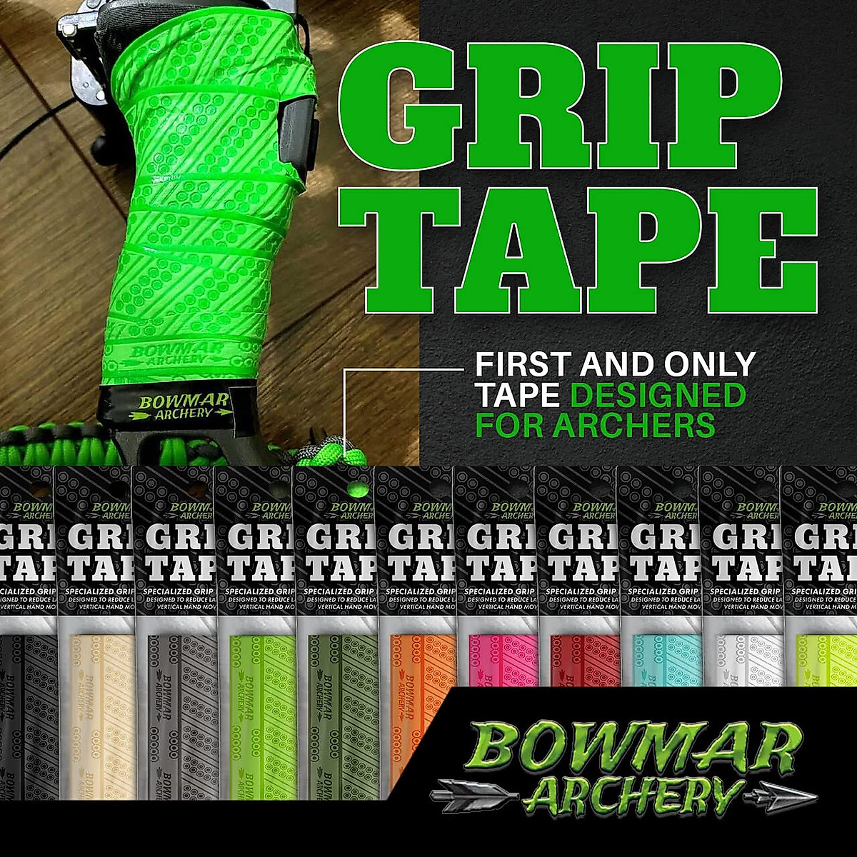 Bowmar Archery Grip Tape, Designed for Archers, Self-Adhering, Effective in Dry or Wet Conditions, Comfortable, Tacky, Easy to Install (Pink)