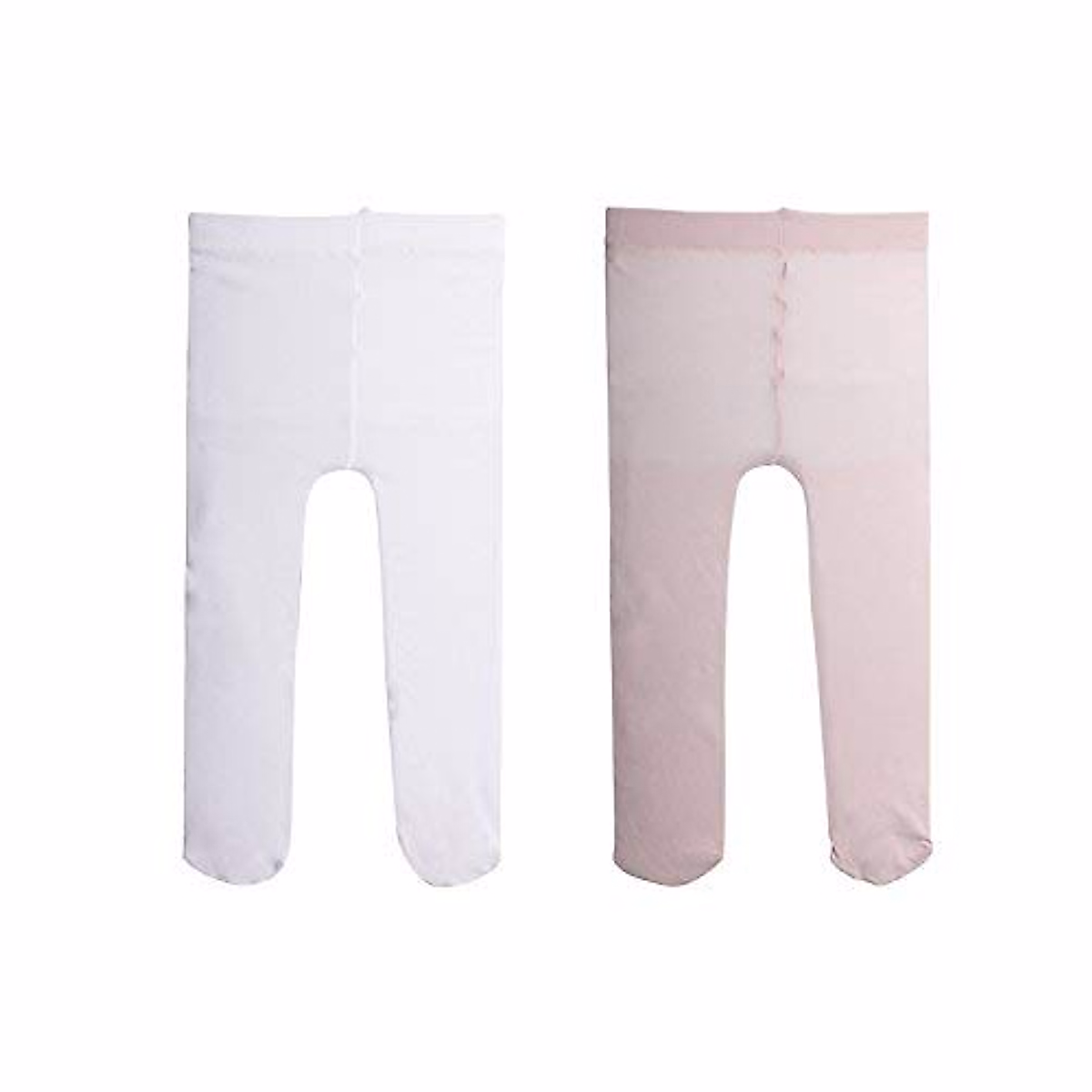 CALZITALY 2 Pairs - Baby Girl Plain Microfibre Semi Opaque Pantyhose | Newborn Pantyhose | 40 Den | 3 To 24 Months | Italian Hosiery | (12 Months, 1 Pair White + 1 Pair Pink)