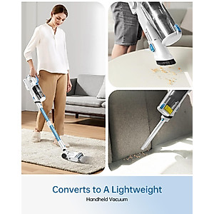 FABULETTA Cordless Vacuum Cleaner for Home, Up to 45 Min Runtime 6 in 1 Stick Vacuum Cleaner with Detachable Battery, Super Lightweight, Great for Pet Hair & Carpet & Hard Floor,White