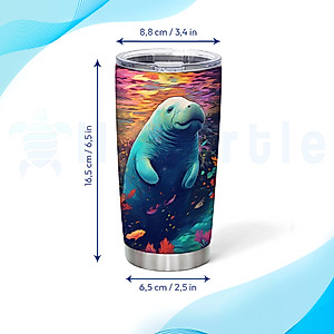 Hyturtle Personalized Gifts Manatee Lover - Manatees Printed Customized Name Stainless Steel Tumbler 20 oz With Lid - Idea Cute Sea Animal Lover Gifts For Women, Girl, Kids On Birthday, Christmas