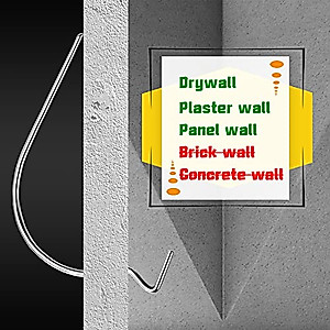 20 Pieces Stainless Steel Picture Hangers Super Hooks, Picture Drywall Hanging Hooks, PinCute Hercules Hooks Hangers Holds Up to 100 lbs, Hang Art, Clock, Shelves, Frames, or Planters (20)