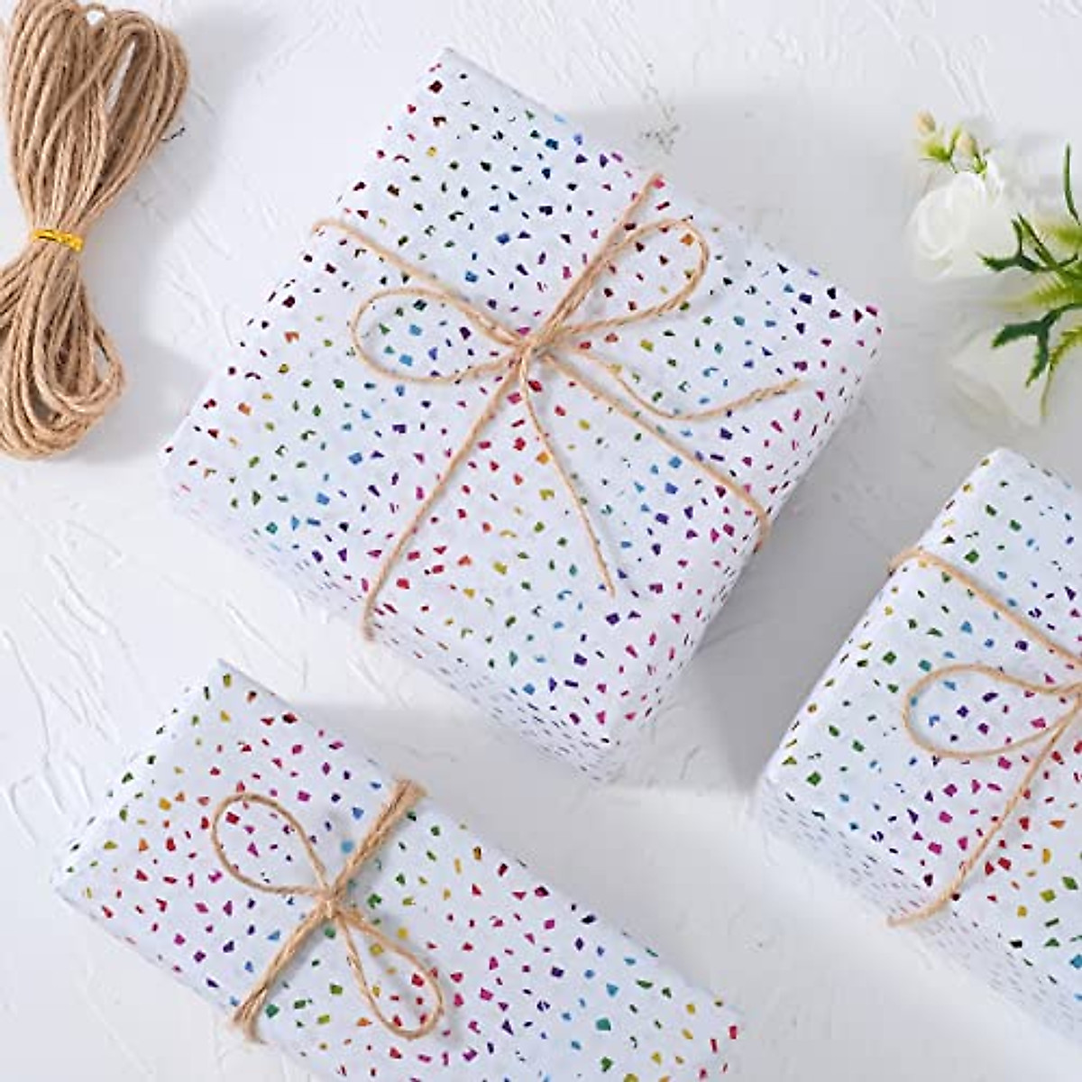 25 Sheets Rainbow Glitter Tissue Paper, 20"*28" Rainbow Sparkle on White Wrapping Paper, Confetti Tissue Paper for Birthdays, Baby Showers, Unicorn Party, Weddings, Christmas Gift Wrapping