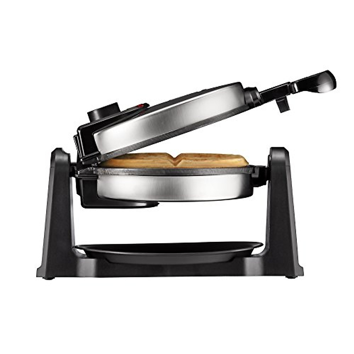 Chefman Rotating Belgian Waffle Maker, 180° Flip Iron w/ Non-Stick Plates, Adjustable Timer, Locking Lid, & Drip Plate, Space Saving Storage, Mess-Free Breakfast, Stainless Steel/Black