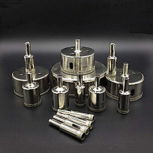 3 otters Diamond Drill Bit Set Hole, 15PCS Hole Saw Set for Glass, Marble, Granite Stone
