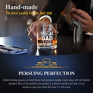 Kollea Christmas Gifts for Dad from Daughter, 10 Oz You Are The Best Dad Ever Whiskey Glass, Funny Gag Birthday Gift Ideas for Men Daddy Papa Who Have Everything