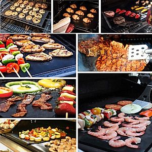 Akblaklsa 4 Pack Non-Stick Oven Liners and Mesh Mats, Reusable Liners for Toaster Oven, 13 × 15.74 inch Grill Mats and Mesh Mats, Oil Brush, Toaster Oven Reusable Mats Set, Heat Resistant Baking Mat