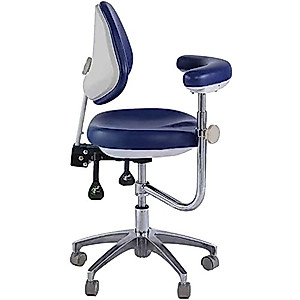 BoNew Dental Stool Assistant Stool Dental Assistant Chair with Armrest PU Leather Height Adjustable