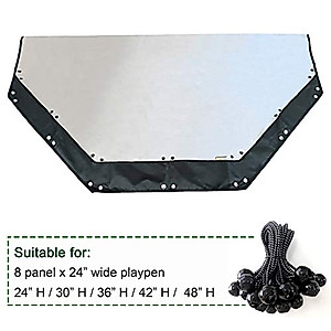 Universal Dog Playpen Cover with Sun/Rain Proof Top, Provide Shade and Security for Outdoor and Indoor, Fits All 24" Wide 8 Panels Pet Exercise Pen (Cover only)