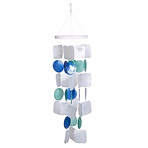 Beachcombers Blue, Green, & White Capiz Chime White