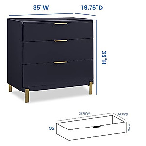 Delta Children Hendrix 3 Drawer Dresser, Midnight Grey/Bronze