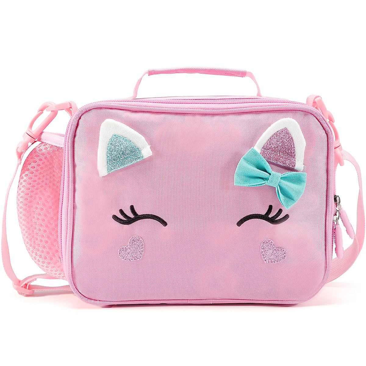 AO ALI VICTORY Reusable Lunch Box, Insulated Lunch Bags for Womens Kids Girls Small Lunchbag Thermal Cooler Bag Leakproof Lunch Tote Handbag for Work School Travel Beach Camping (B-PINK)