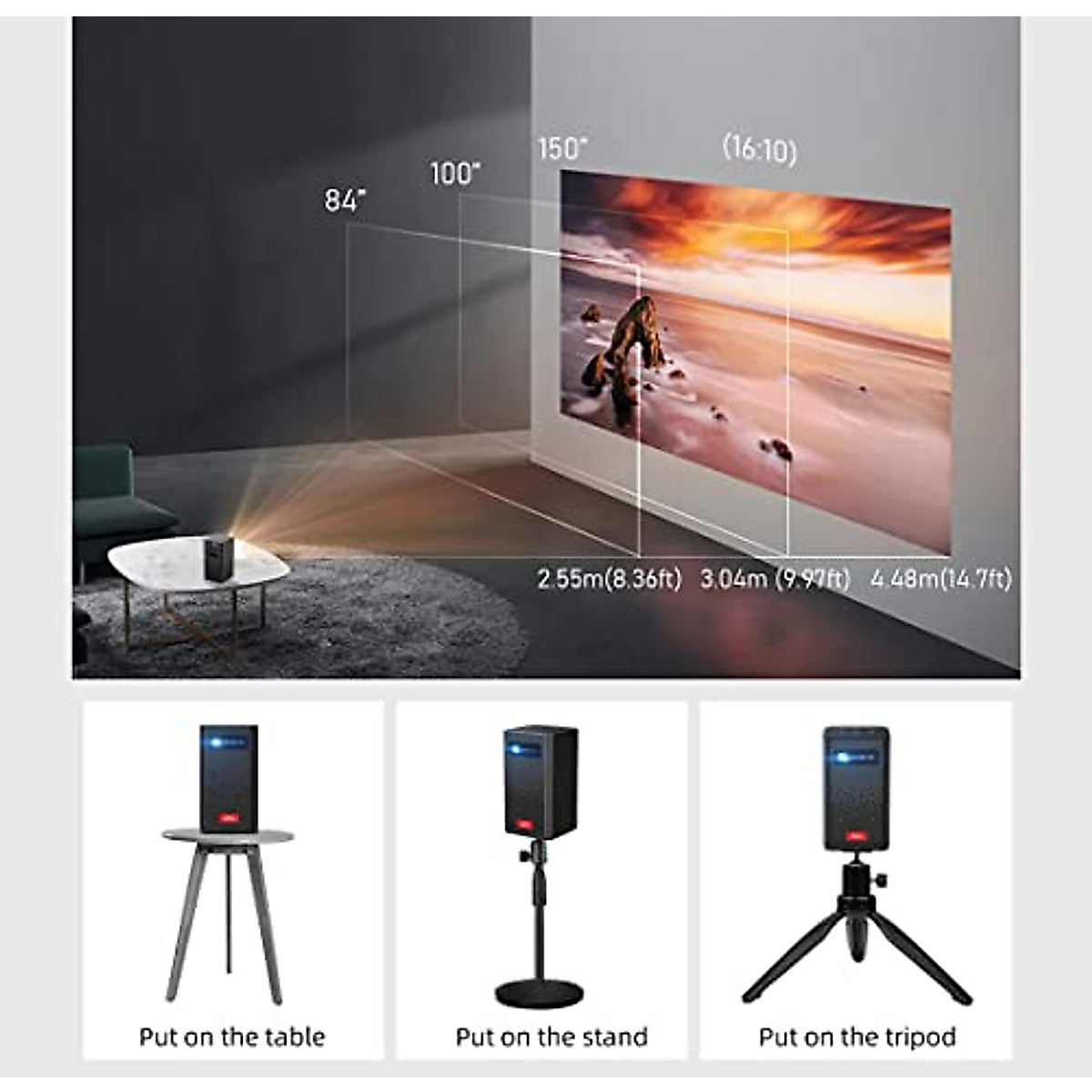 2022 New C900 Mini Projector Home Ultra-High Definition 4K 5G WiFi Projection Micro Projector Portable Office Supplies Home Theater