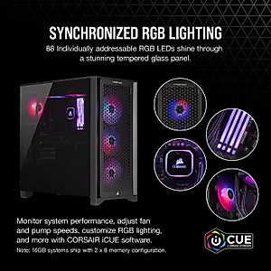 Corsair Vengeance i7300 Series Gaming PC (Liquid Cooled Intel® Core™ i5 12600K CPU, NVIDIA® GeForce RTX™ 3070 Graphics, 16GB Vengeance RGB PRO DDR4 Memory, 1TB M.2 NVMe SSD) Black