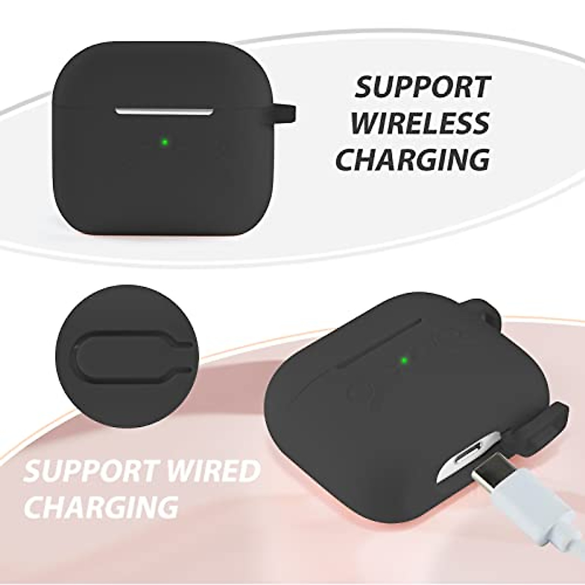 ORIbox Silicone Case for AirPods Pro, Cover Silicone Protective Case Skin for Apple Airpods Pro (Front LED Visible) ，Black