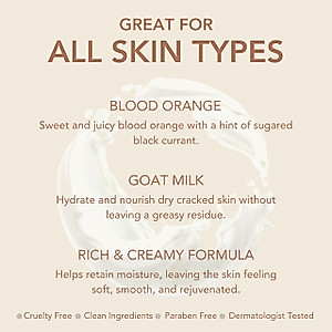 Dionis Goat Milk Hydrating Skincare Cream, Rich & Creamy Daily Moisturizing Blood Orange Scented Body Lotion For Dry Skin, Made in the USA, Cruelty-Free & Paraben-Free, 8.5 oz Bottle