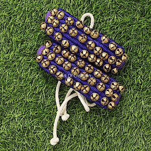 Art Of Creation Kathak Ghungroo Anklet pair Classical Dancing 60 Bells Musical Instrument Bharatnatyam (Blue Paded 3 Line)