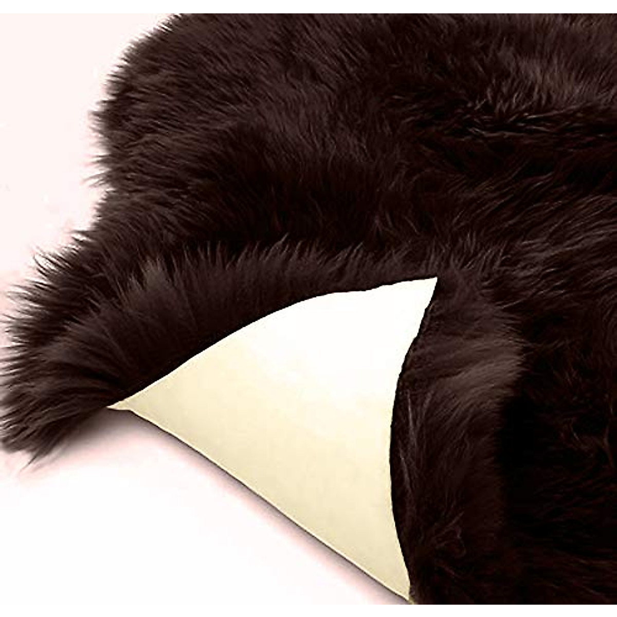 Sheepskin Natural Fluffy Fur Rug Genuine Single Pelt Luxuxry 2 x 3 Brown Sheep Skin Area Rug for Bedroom (24Inch x 36Inch, 60.96cm x 91.44cm)