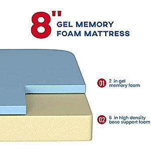 Yewuli Twin Mattress 8 Inch Gel Memory Foam Mattress in a Box, Medium Firm Mattresses for Cool Sleep Breathable Mattress with Cover, Pressure Relieving/Bed-in-a-Box, White