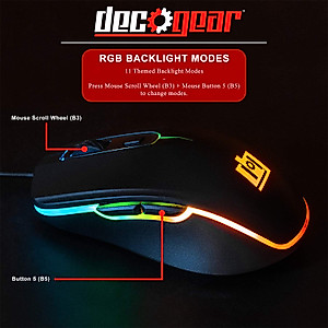 Deco Gear Gaming Accessory Bundle - Mechanical 18-Mode 104 Key RGB Keyboard with 11-Mode RGB Gaming Mouse and 32" x 12" Extended Mouse Pad