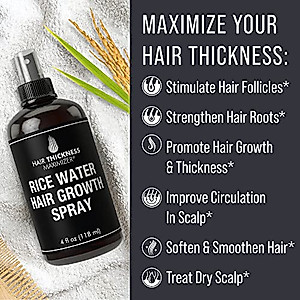 Rice Water For Hair Growth Spray. Vegan Hair Thickening Moisturizing, Hydrating Volumizer Sprays For Men, Women - Vitamin B, C, Aloe Vera. Leave In Fermented Mist For Dry, Frizzy, Weak Hair. Unscented