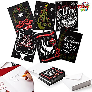 JOYIN 72 PCS Holiday Christmas Greeting Cards with 6 Artistic Greeting Designs With Envelopes for Winter Christmas Season, Merry Christmas Cards, Wintertime Gifts Cards. (Artistic Black Collection)
