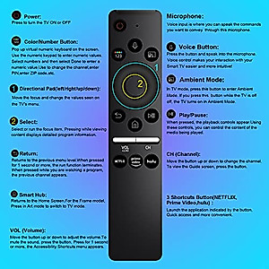 ZYK New Replacement for Samsung Smart TV Remote Universal Remote for Samsung TV with Voice Function Compatible with Samsung Crystal UHD QLED LCD Curved 4K 8K Smart TVs with Netflix, Prime Video, hulu