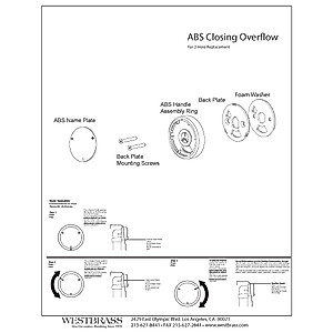 Westbrass A493CHM-07 Universal Patented Deep Soak Round Replacement 2-Hole Bathtub Overflow Cover for Full and Over-Filled Closure, Satin Nickel
