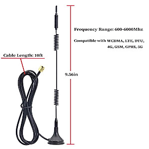 EJOYS Dual Band WiFi 2.4GHz 5GHz 5.8GHz 12dBi Magnetic Base SMA Male Antenna for WiFi Router Signal Booster Repeater Range Extender Wireless Network Card USB Adapter Security IP Camera- 2Pack