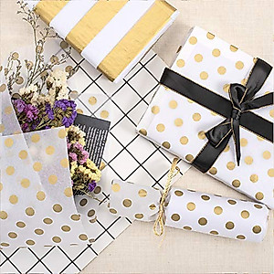 Whaline Metallic Tissue Paper 20" x 28" Big Size Gift Wrap Paper Bulk Gift Wrapping Accessory Wrap for Christmas, Birthday, DIY and Craft, Gift Bags (Gold)