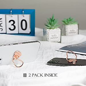 [2 Packs] Love Heart Shaped Glossy Finish Cell Phone Ring Holder Stand, 360 Degree Rotation Finger Ring Kickstand with Polished Metal Phone Grip for Magnetic Car Mount, Smartphone Accessories