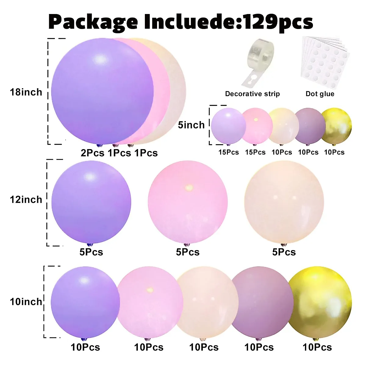 Pink And Purple Balloon Arch Kit, Dusty Purple Pink Metallic Gold Balloons Arch Kit for Women Girls Birthday Wedding Baby Shower Bridal Shower Party Decorations