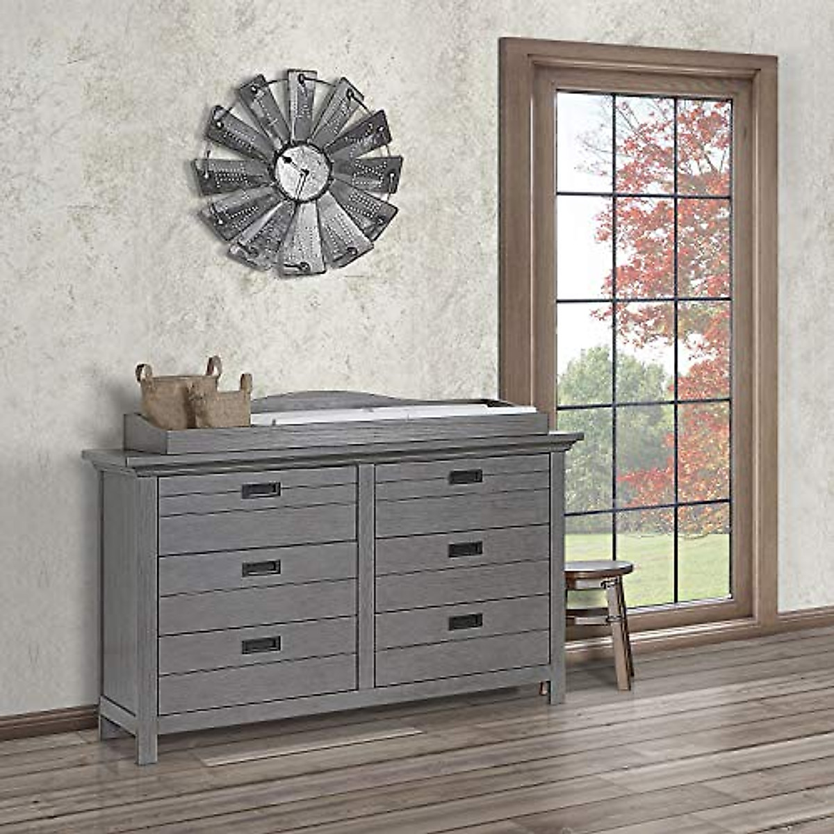 Evolur Waverly Double Dresser, Rustic Grey , 54x20.25x33 Inch (Pack of 1)