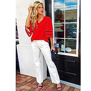 luvamia Wide Leg Jeans for Women High Waisted Baggy 90S Jeans Distressed Stretchy Denim Pants Trendy High Rise Jeans for Women Western Wear for Women Baggy Jeans Women Brilliant White Size US 18