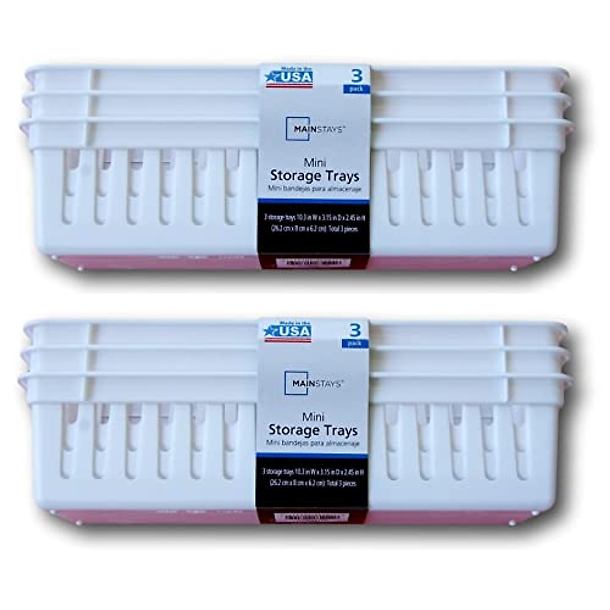 Slim Plastic Storage Trays Baskets in White- Set of 6 (1 Pack)