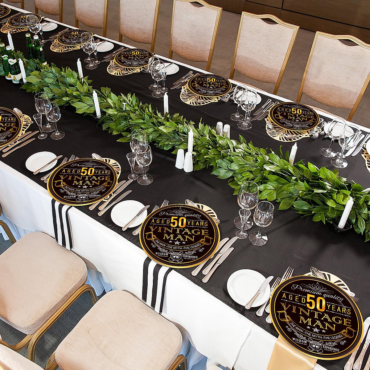 gisgfim 200 PCS Vintage 50th Birthday Plates and Napkins Party Tableware Set 1975 50th Birthday Party Table Supplies Cheers to 50 Years Paper Plate Napkin Fork 50 Guests for Men