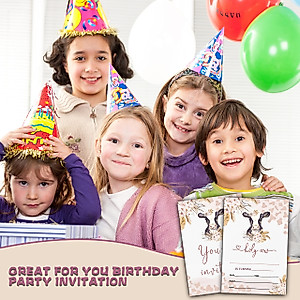 Ycyfckdr Holy Cow Birthday Invitations for Kids, Boho Birthday Party Invitation Cards, Pampas Grass Party Celebration Supplies Decoration -20 Fill in Invitations with Envelopes (B04)