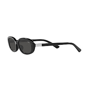POLO RALPH LAUREN Womens Ph4198u Universal Fit Oval Sunglasses, Shiny Black/Dark Grey, 53 mm